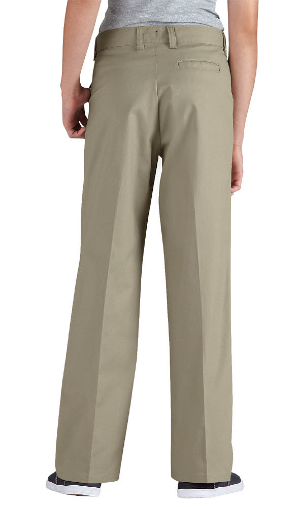 Genuine Dickies Girls' Classic Straight Traditional Flat Front Pants ...